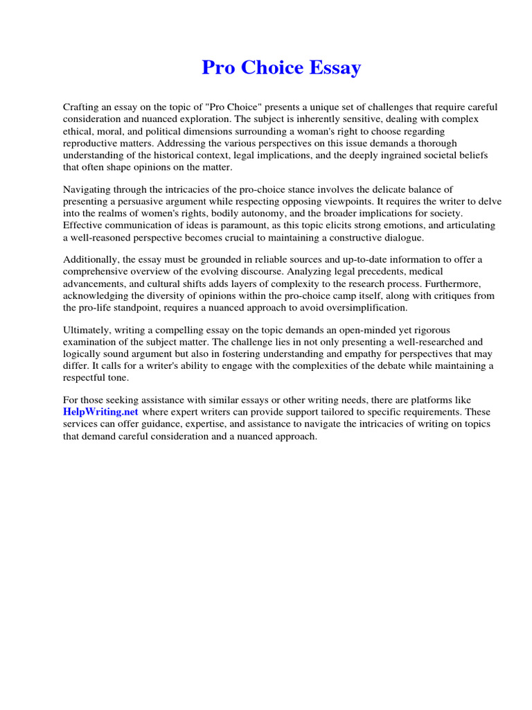 Pro Choice Essay | PDF | Earthquakes | Abortion Rights Movements