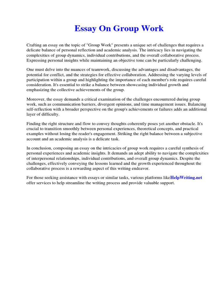 Essay On Group Work | PDF