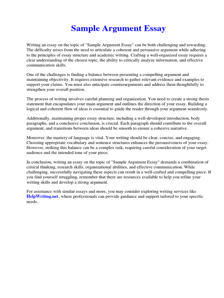 Sample Argument Essay | PDF | Essays | Saudi Arabia