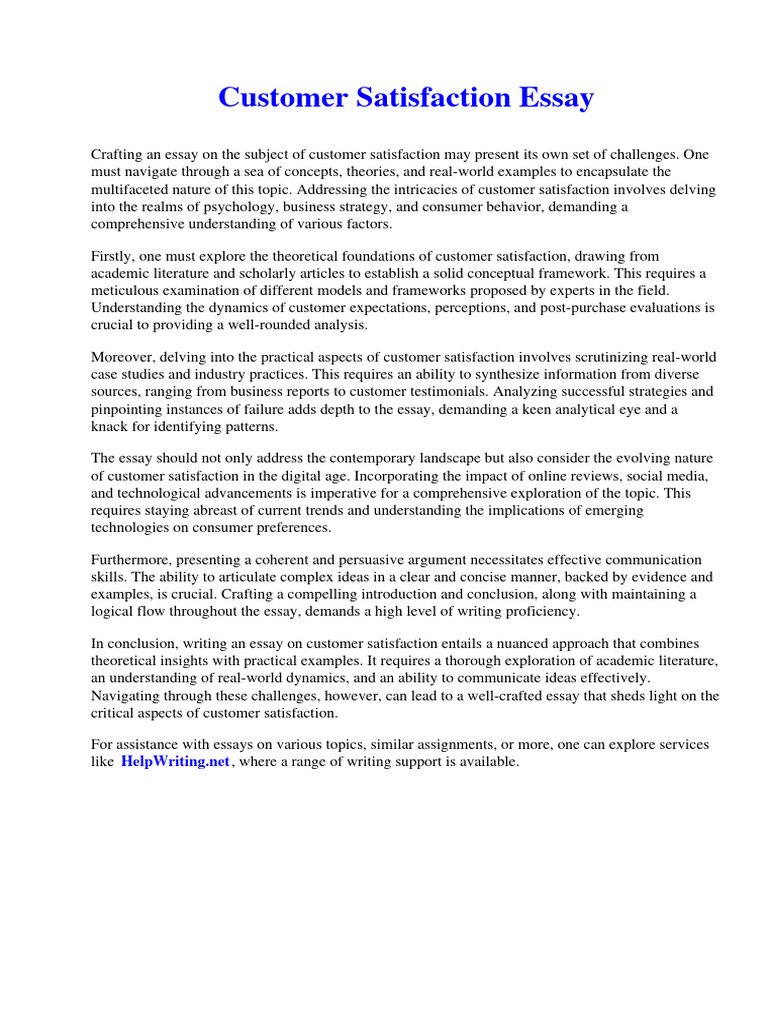 Customer Satisfaction Essay Pdf Essays Customer Satisfaction