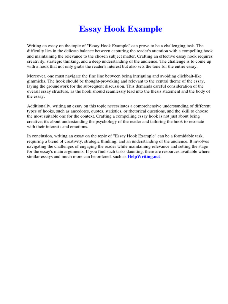 Essay Hook Example | PDF | Fat | Saturated Fat