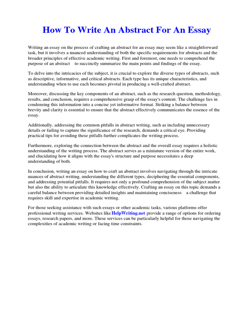 How To Write An Abstract For An Essay | PDF | Veterans Health ...