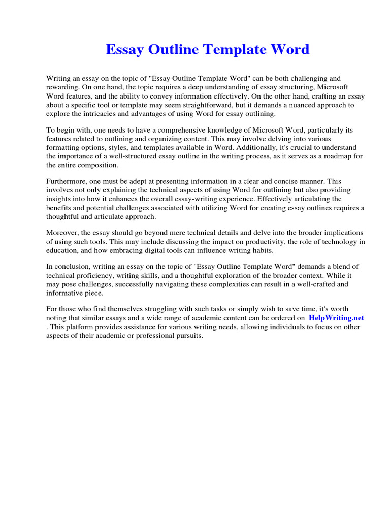 Essay Outline Template Word | PDF | Essays | Cognition