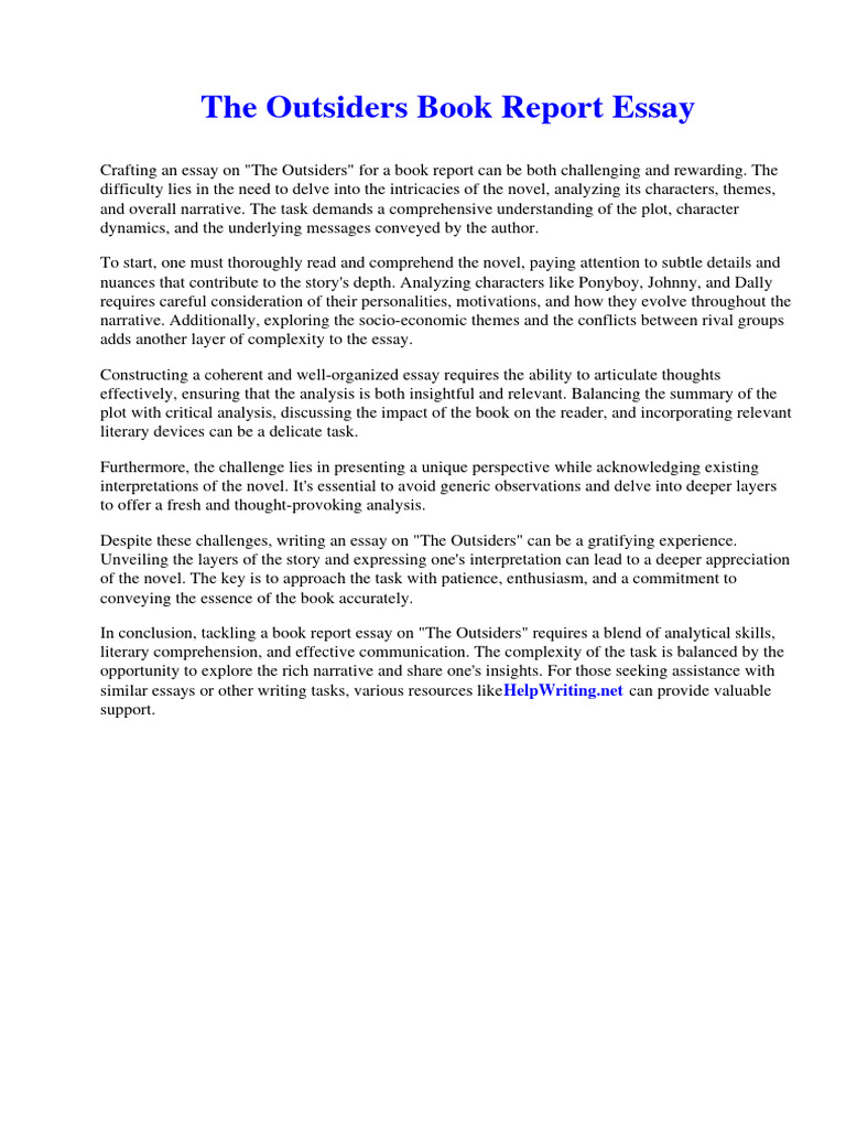 The Outsiders Book Report Essay | PDF | Neuroscience | Cognitive Science