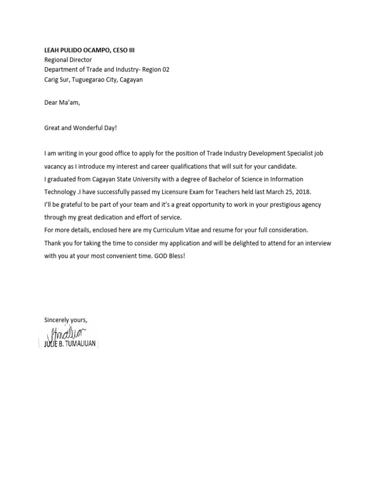 Application Letter 2 | PDF