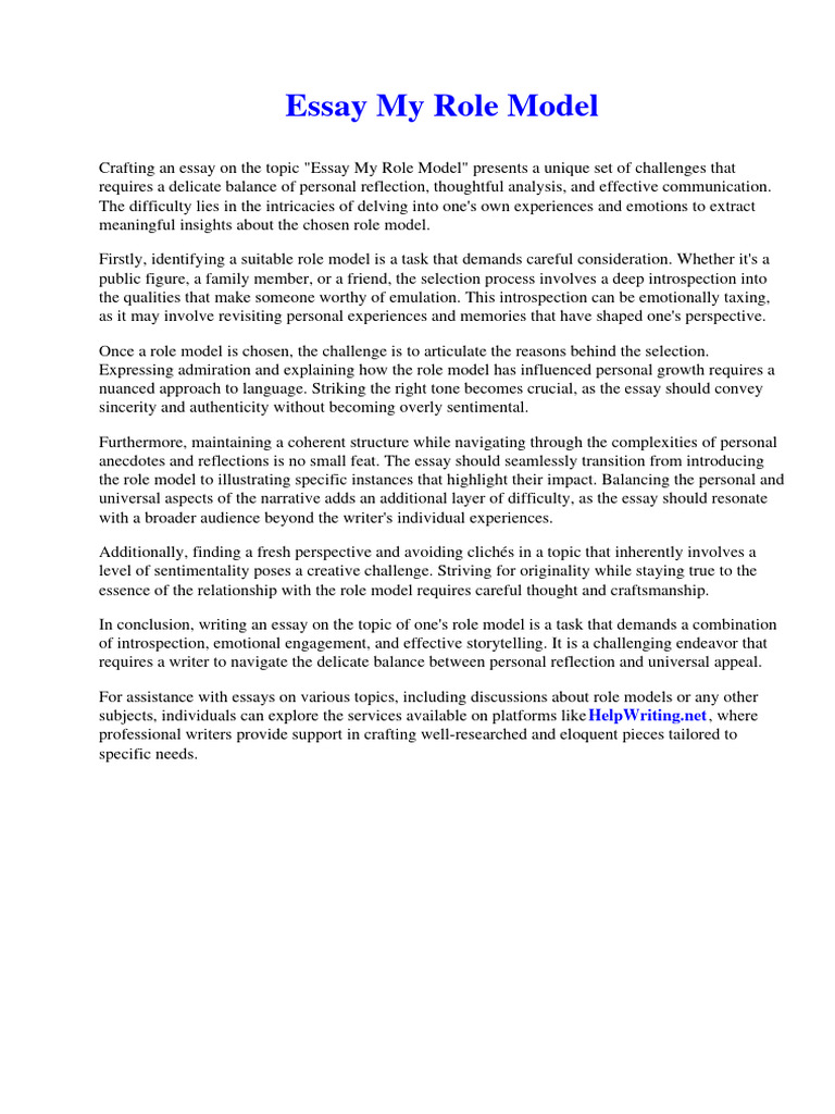 Essay My Role Model | PDF | Major Depressive Disorder | Essays