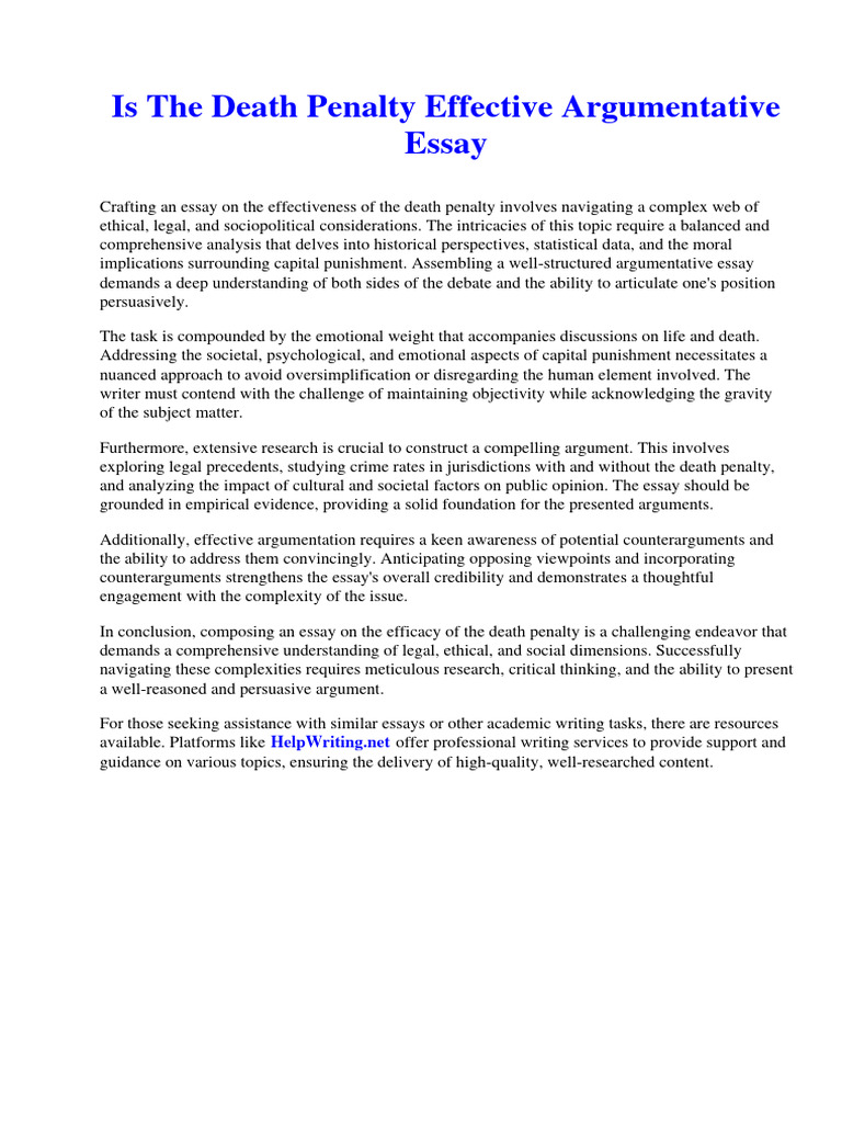 Is The Death Penalty Effective Argumentative Essay | PDF | Essays | Debt