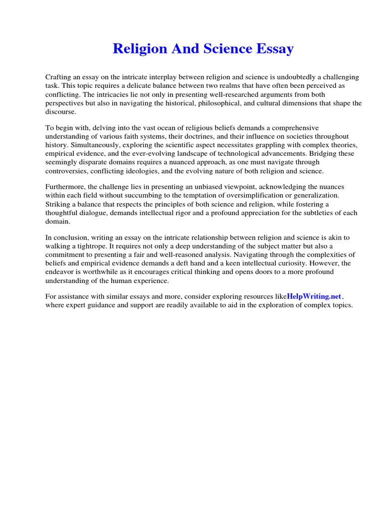 Religion and Science Essay | Download Free PDF | Dow Jones Industrial ...