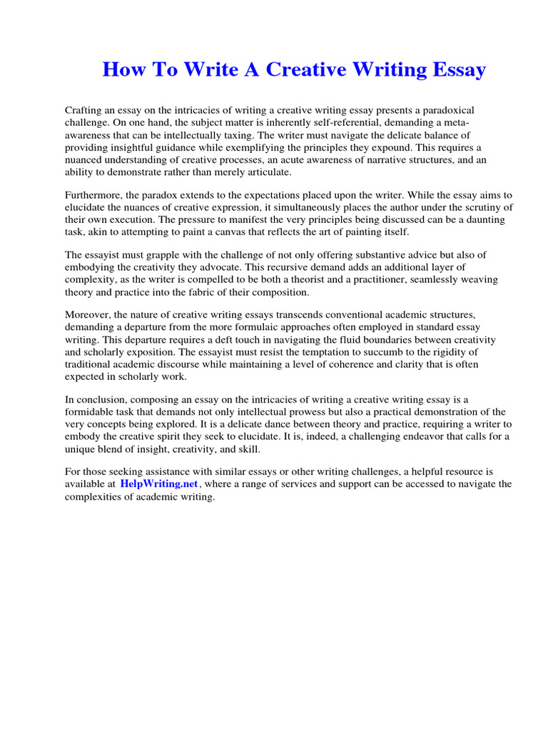 How To Write A Creative Writing Essay | PDF | Dwight D. Eisenhower ...