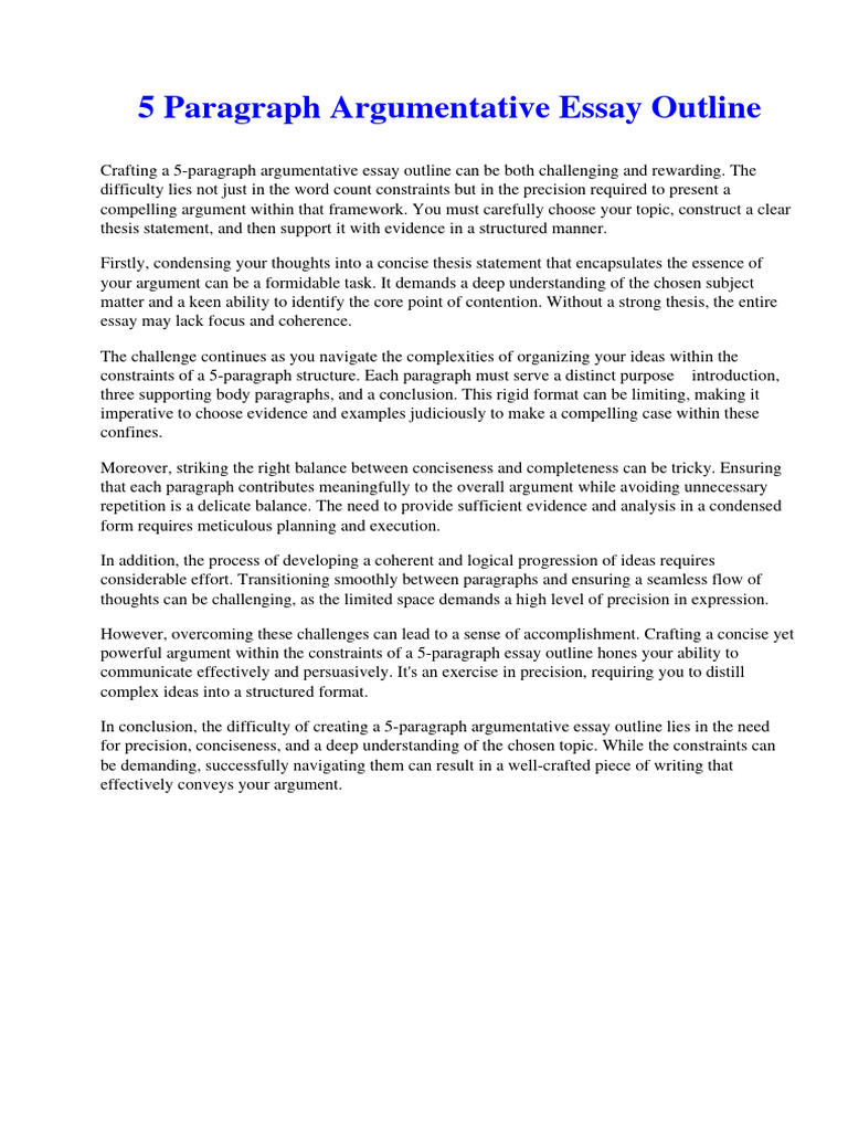 5 Paragraph Argumentative Essay Outline | Download Free PDF | Essays | God
