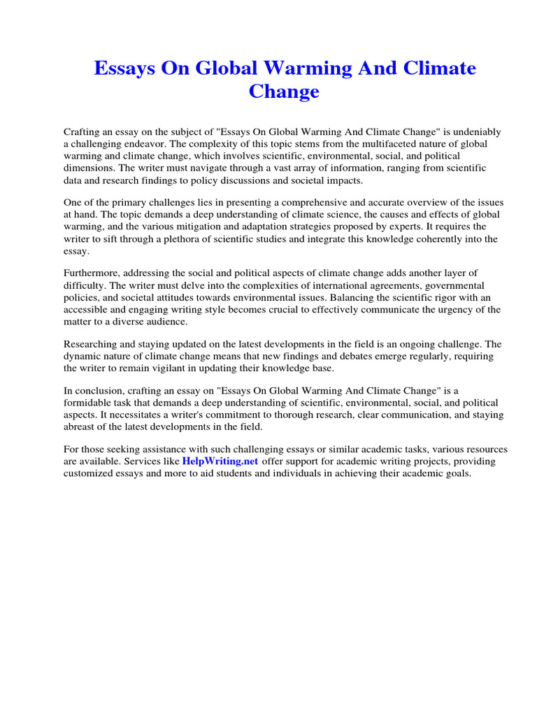 Essays On Global Warming and Climate Change | Download Free PDF ...