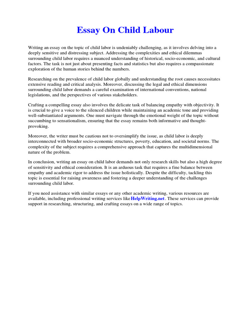 Essay On Child Labour | PDF | Les Misérables | Marius Pontmercy