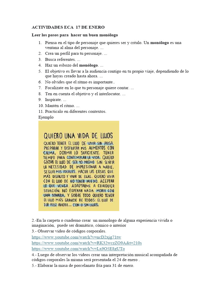 Actividades Eca 17 de Enero 10 Mo | PDF | Alimentos