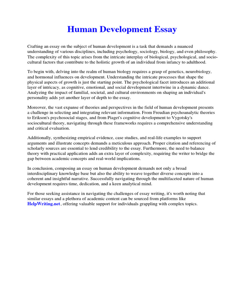 Human Development Essay | PDF | Developmental Psychology | Luxury Goods