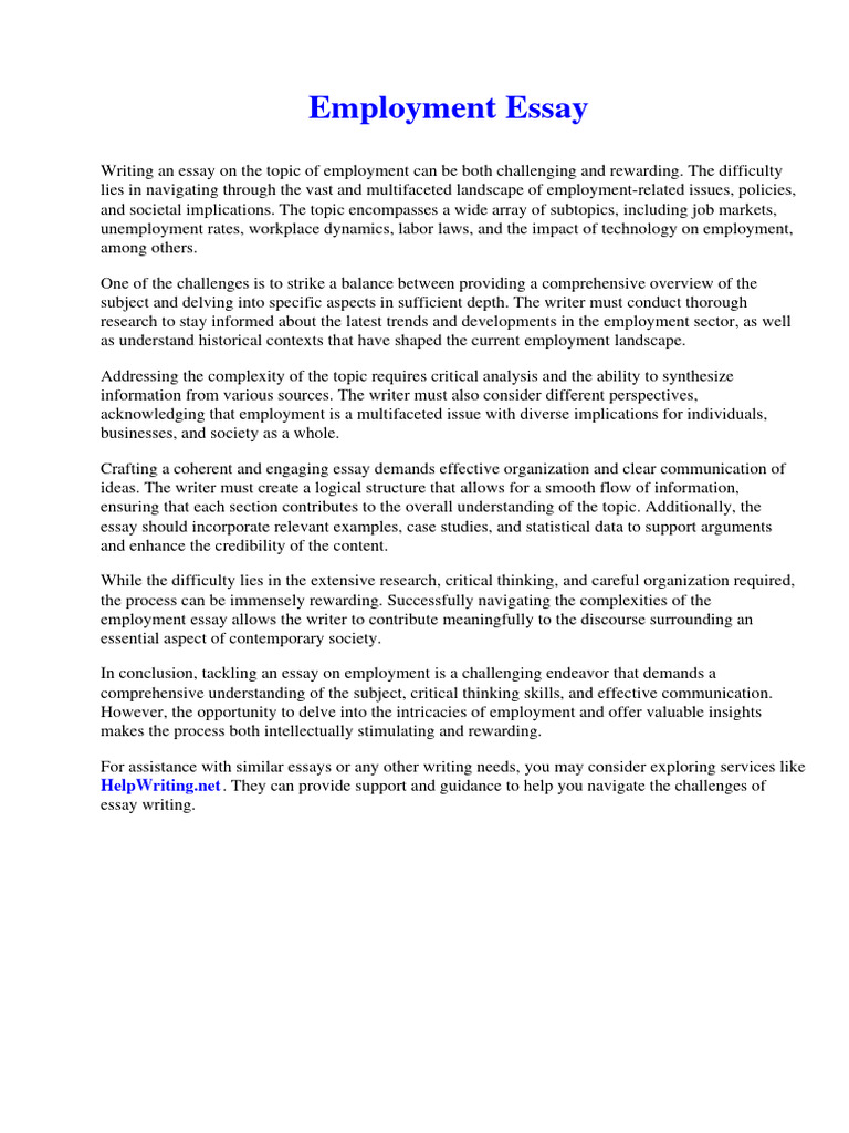 Employment Essay | PDF | Critical Thinking | Essays