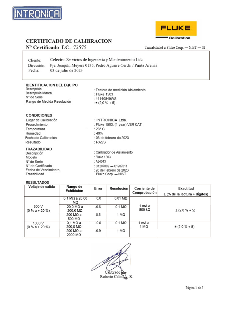 Certificado de Calibración LC-72575 | PDF | Calibración | Observación