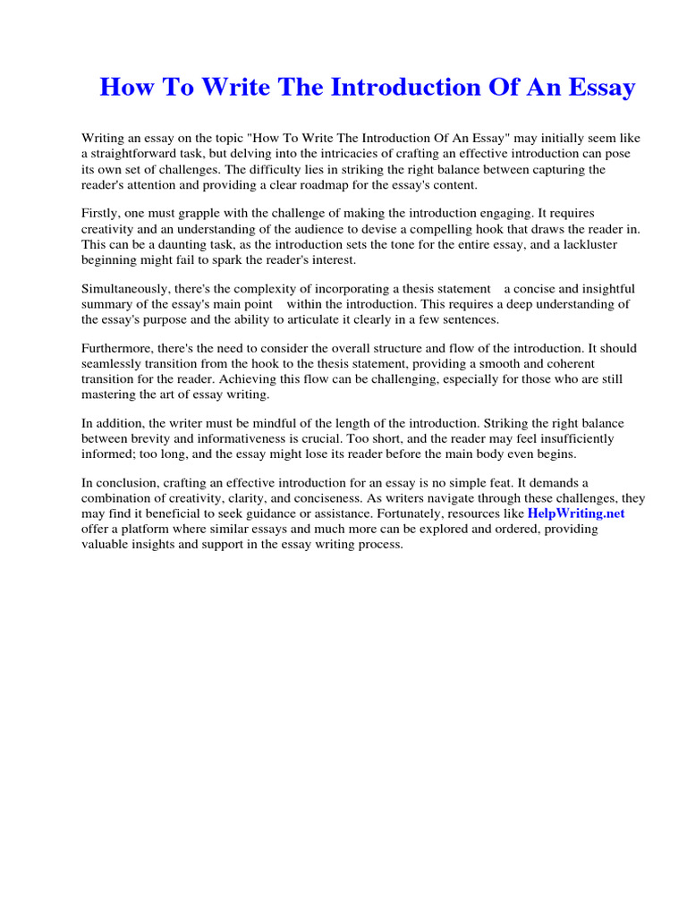 How To Write The Introduction of An Essay | PDF | Essays | Progressive Era