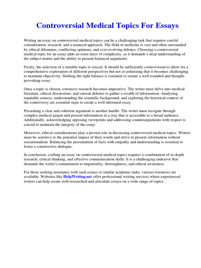 Controversial Medical Topics For Essays | Download Free PDF | Empathy