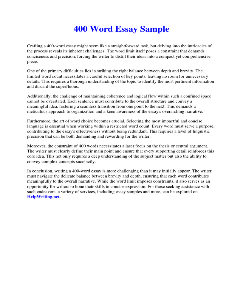 400 Word Essay Sample | PDF | World War I | Virus