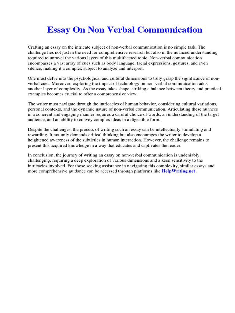 Essay On Non Verbal Communication | Download Free PDF | Communication ...