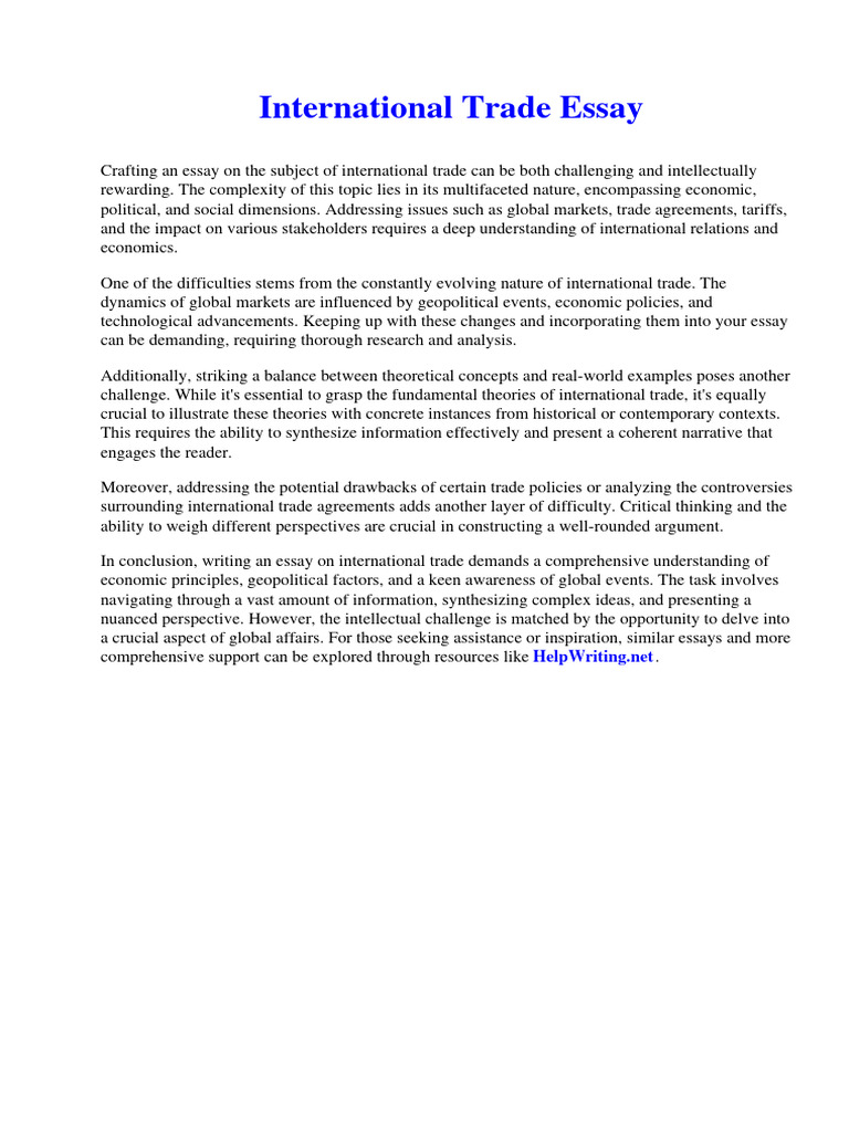 International Trade Essay | PDF | David Hume | Causality