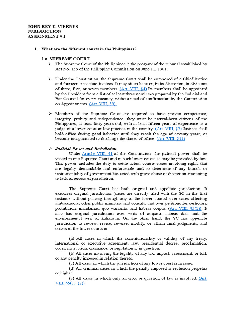 Overview of Philippine Courts System | PDF | Jurisdiction | Appeal