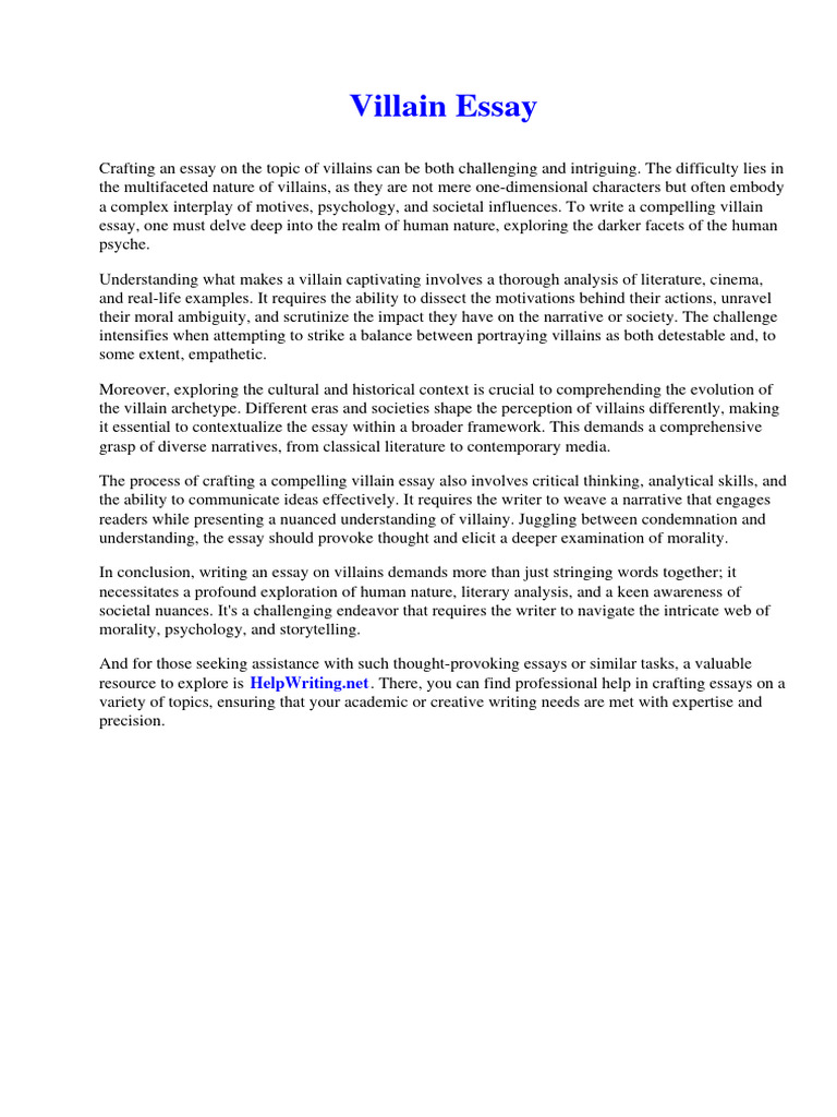 Villain Essay | PDF | Genetics | Narrative