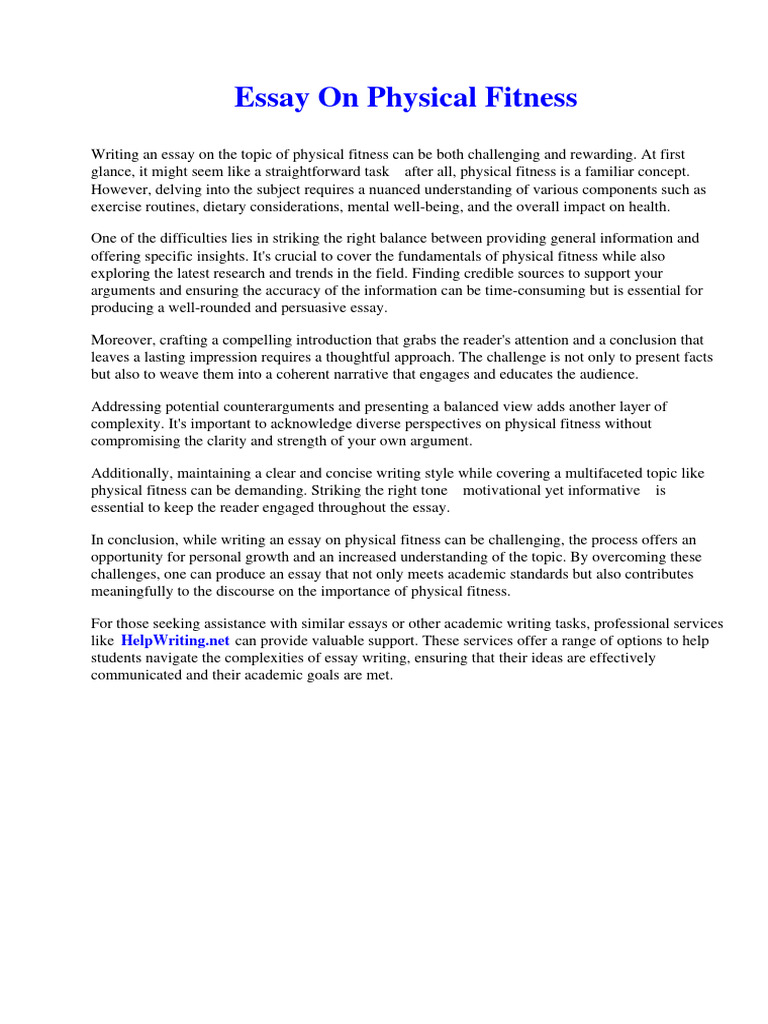 Essay On Physical Fitness | PDF | The Scarlet Letter | Essays