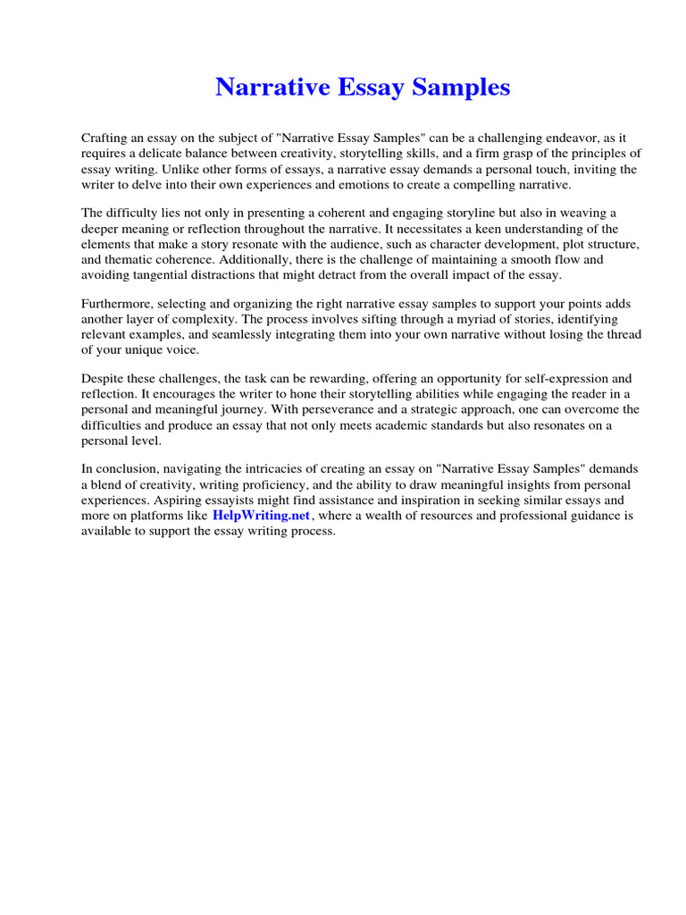 Narrative Essay Samples | PDF | Humidity | Atmosphere Of Earth