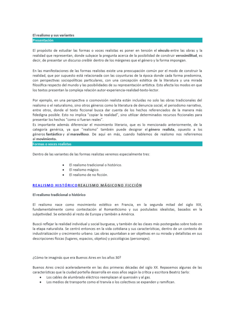 Formas y variantes del realismo literario | PDF | Realismo (Artes)