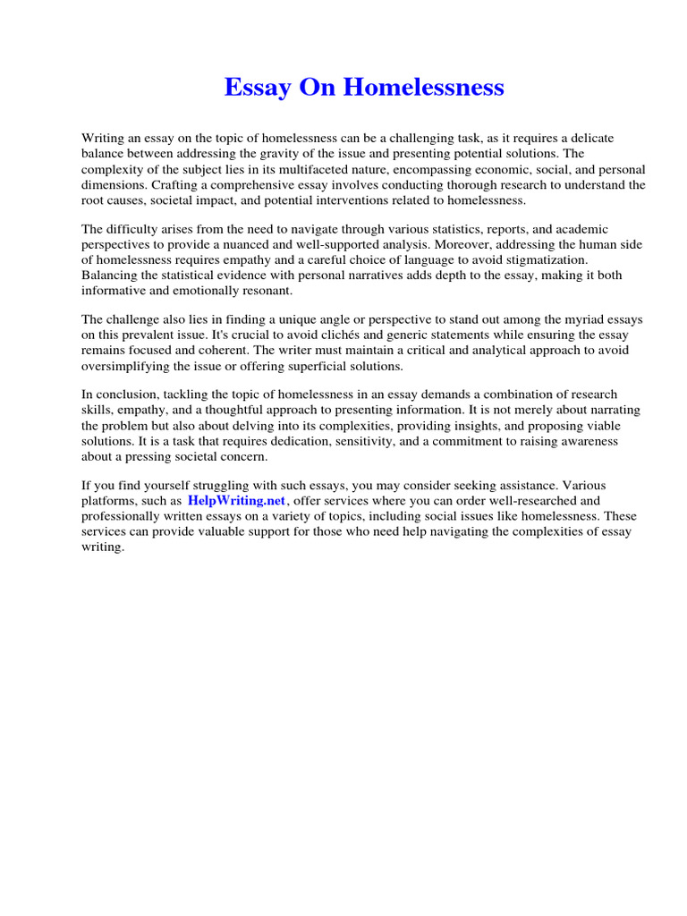Essay On Homelessness | PDF | Asana | Major Depressive Disorder