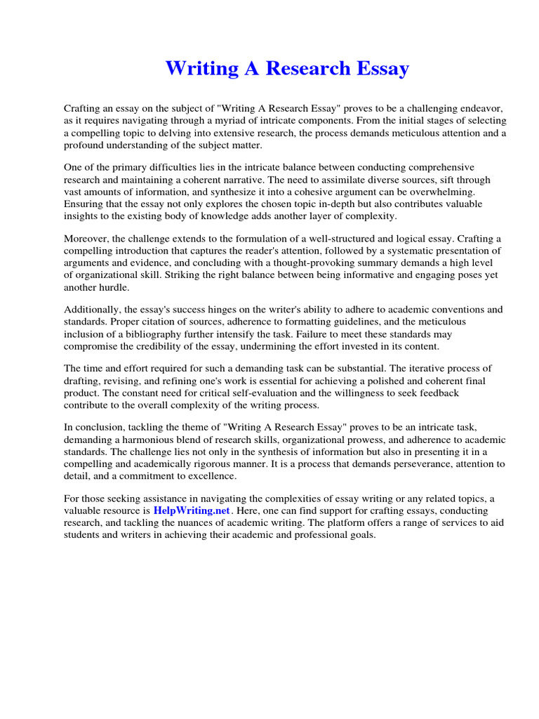 Writing A Research Essay | PDF | Essays | World Wide Web
