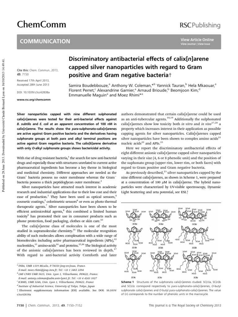 2013-Chem Commun | PDF | Nanoparticle | Bacteria