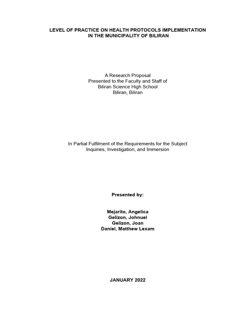 Level of Practice On Health Protocols Implementation | PDF | Survey ...