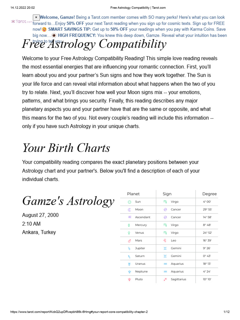 Free Astrology Compatibility Reading | PDF | Planets In Astrology ...