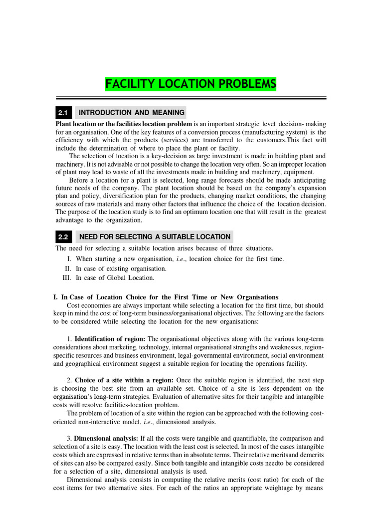 Lecture 9 Facility Location Problems | PDF | Cost Of Living | Economies