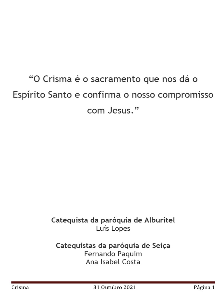 Crisma 2021 | PDF | Jesus | Eucaristia