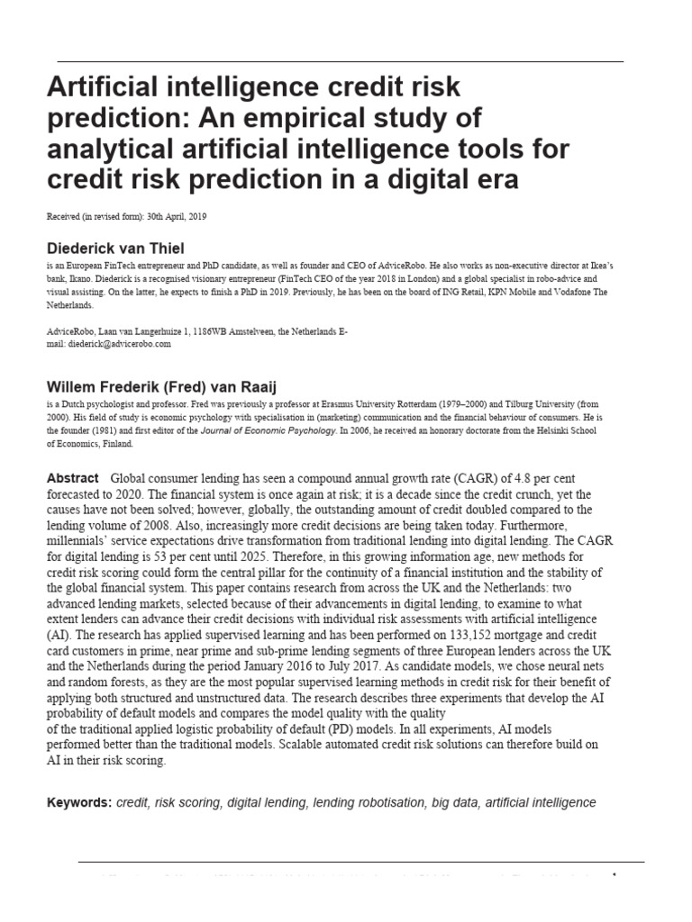 AI For Credit Risk Prediction | PDF | Basel Iii | Credit