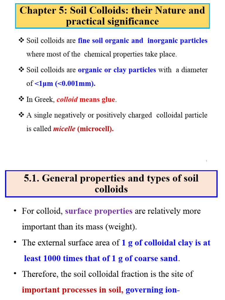 Soil Colloids: Properties & Types | PDF | Soil | Clay