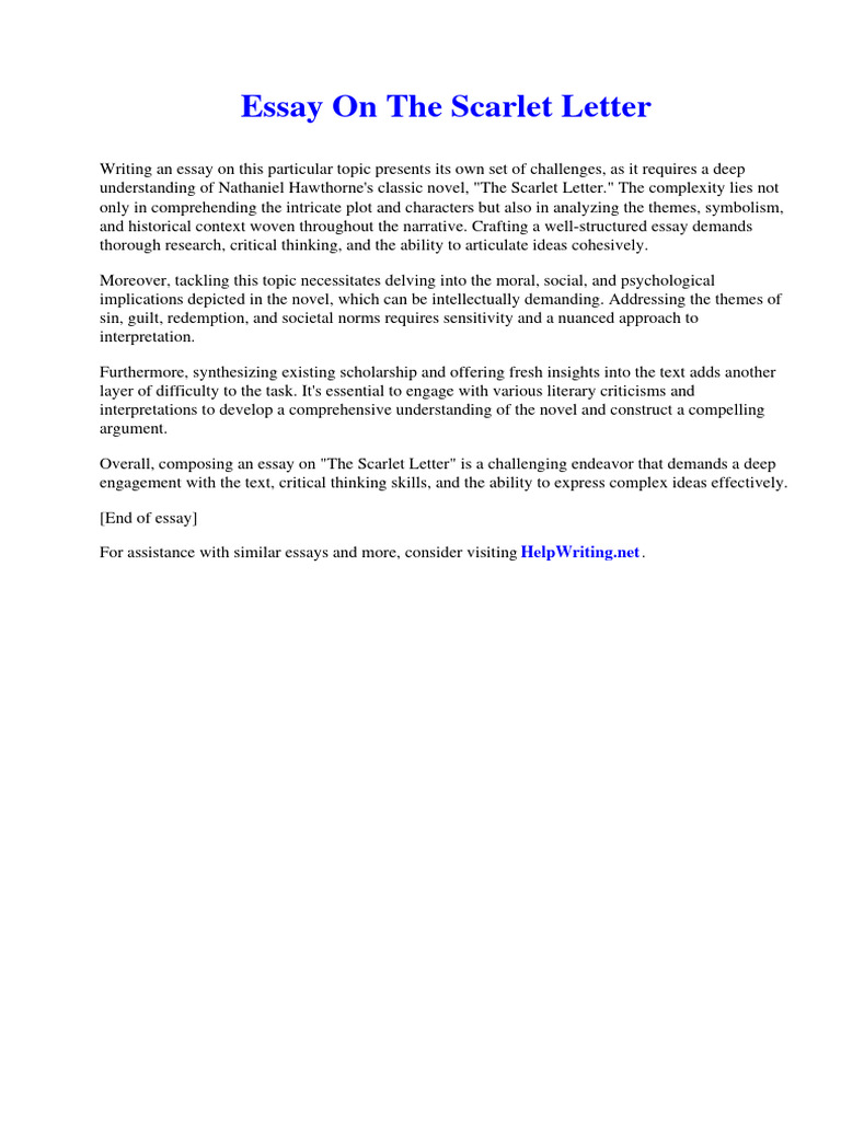 Scarlet Letter Essay Guide | PDF | Harry Potter