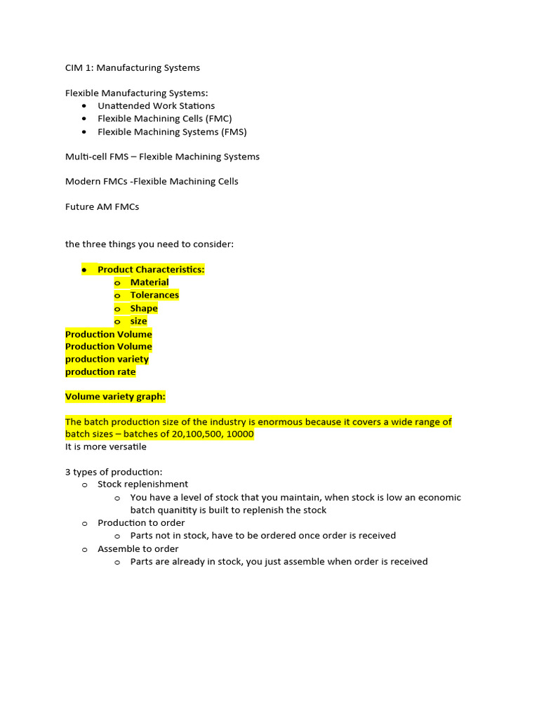 Computer Integrated Manufacturing Notes | PDF | Machining | Automation
