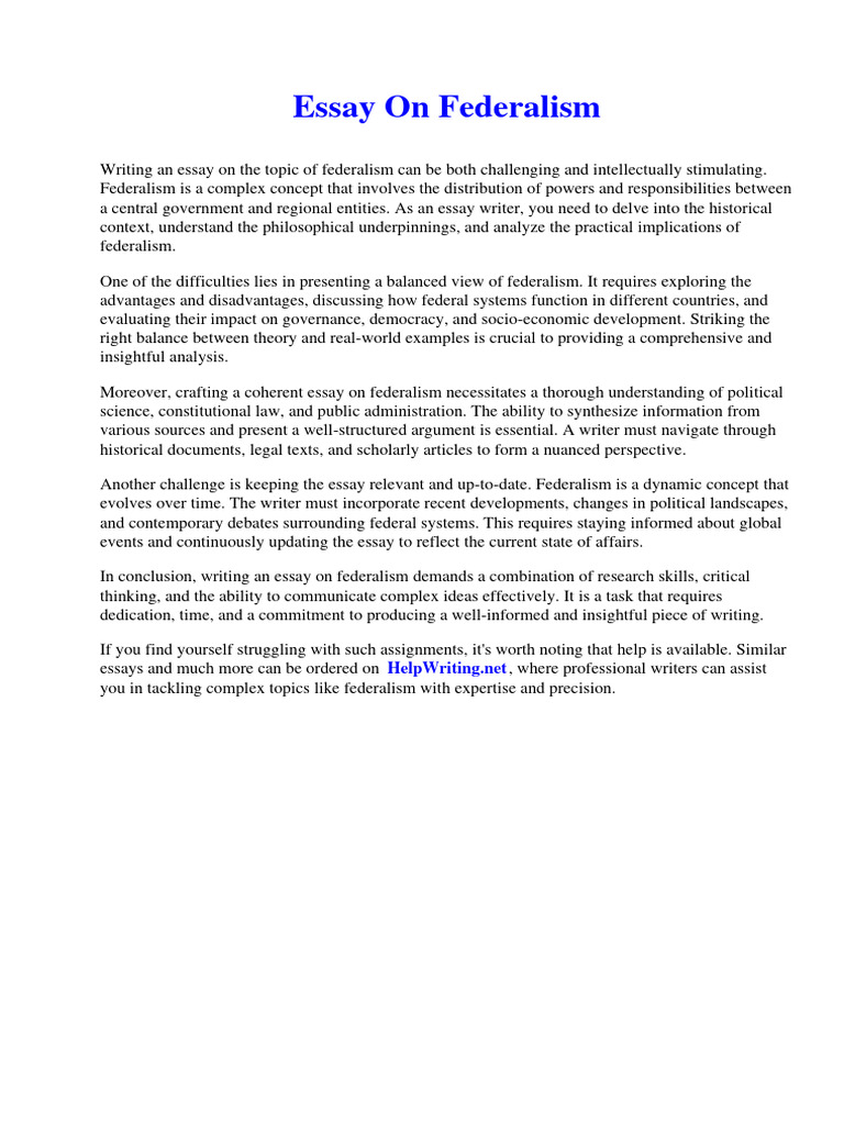 Essay On Federalism | Download Free PDF | Essays | Concept