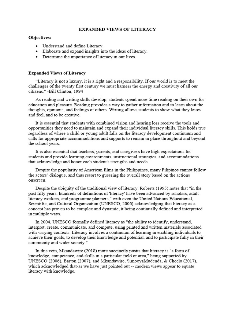 Expanded Views of Literacy | PDF | Literacy | Knowledge