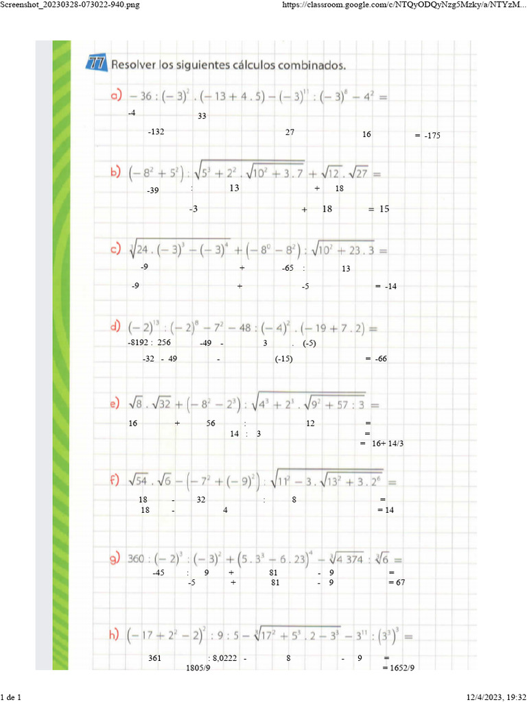 Ejercicios Combinados | PDF