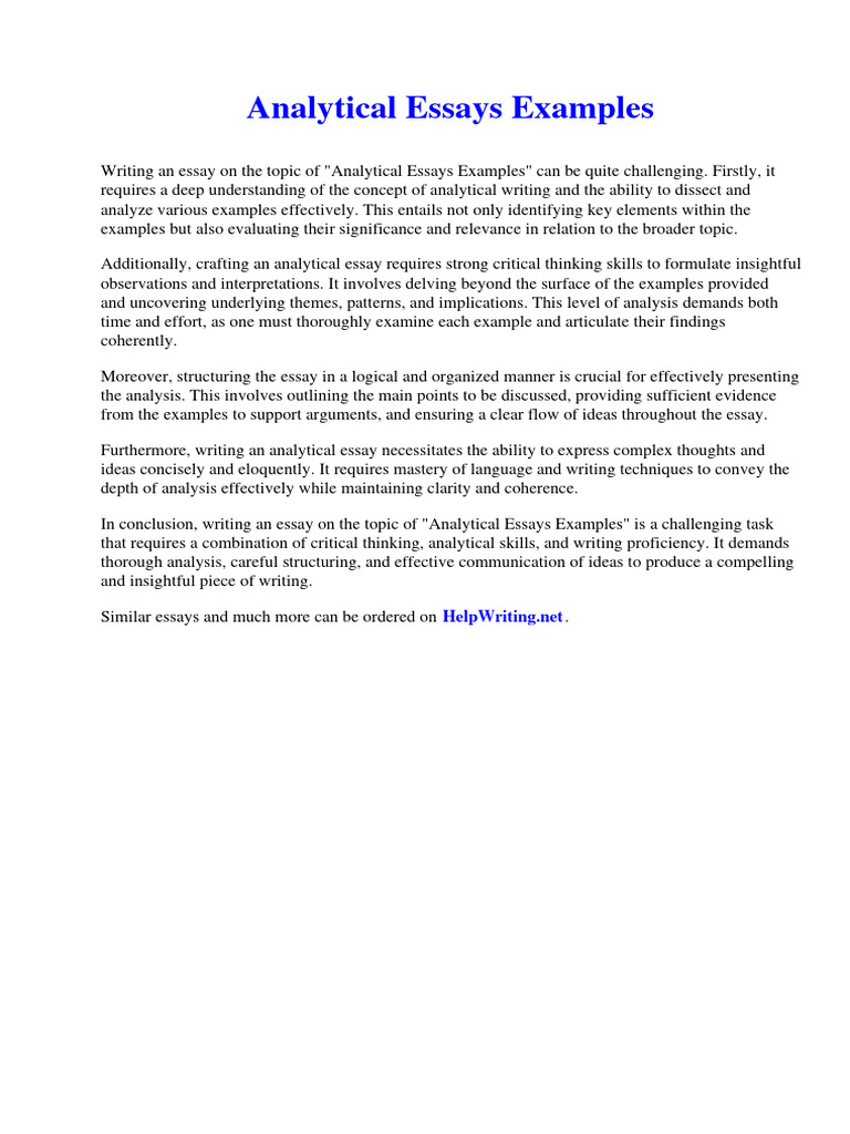 Analytical Essays Examples | PDF | Politics