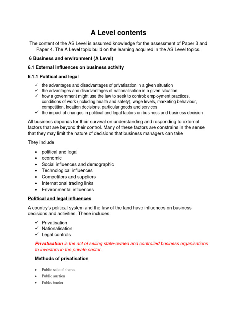 External Influences on Business Activity | PDF | Inflation | Exchange Rate