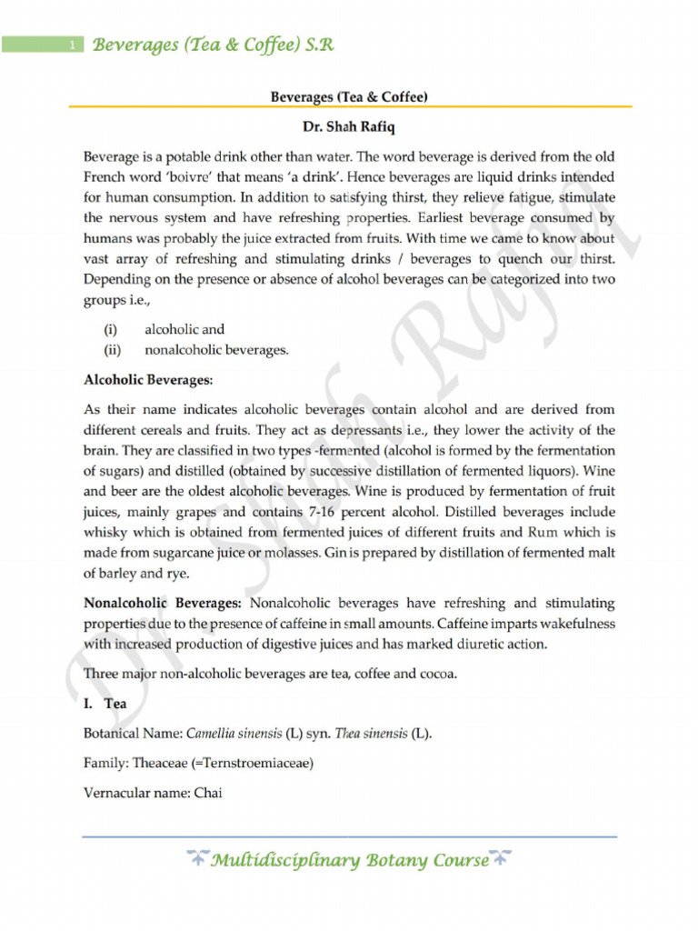 Beverages (Tea & Coffee) | PDF
