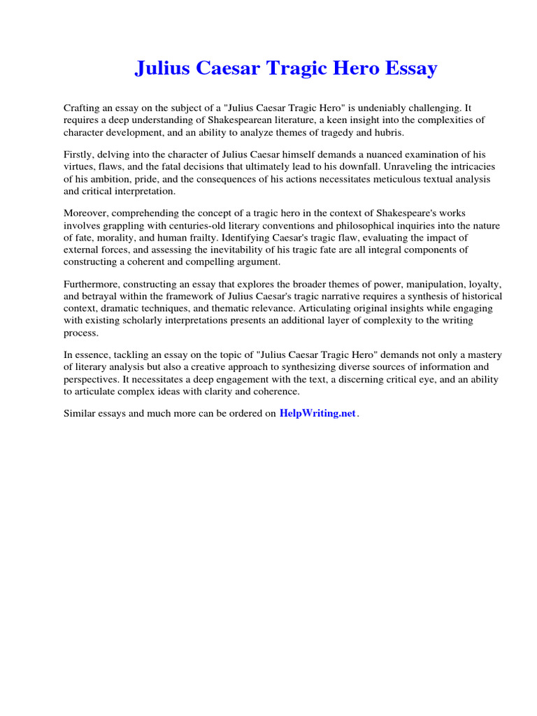 Julius Caesar Tragic Hero Essay | PDF | Tragedy | Adolescence