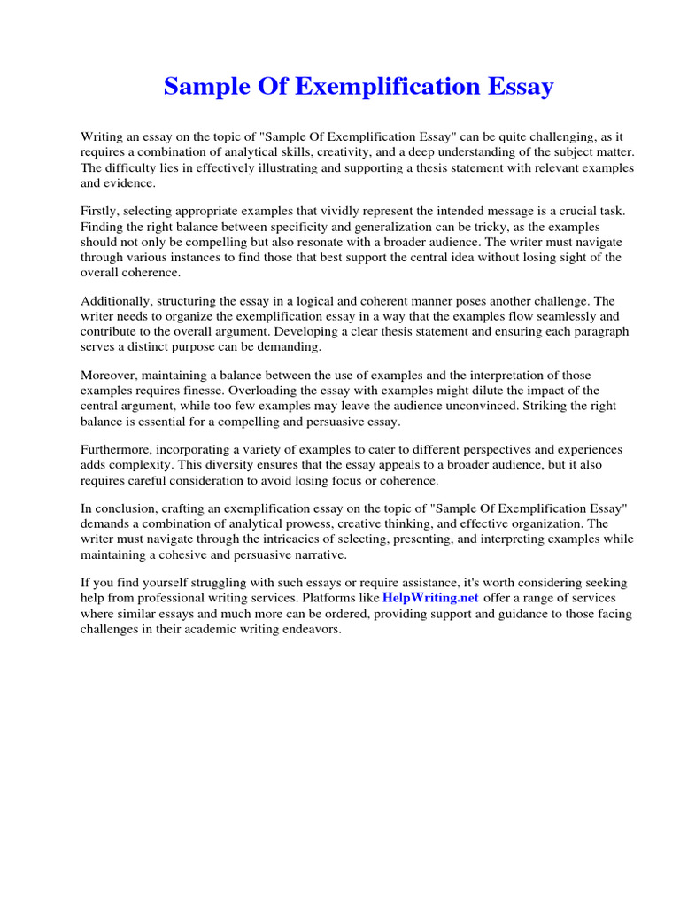 Sample of Exemplification Essay | PDF | Essays