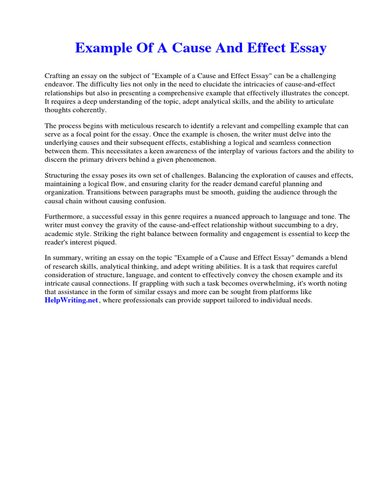 Example of A Cause and Effect Essay | PDF | Substance Abuse | Mental ...